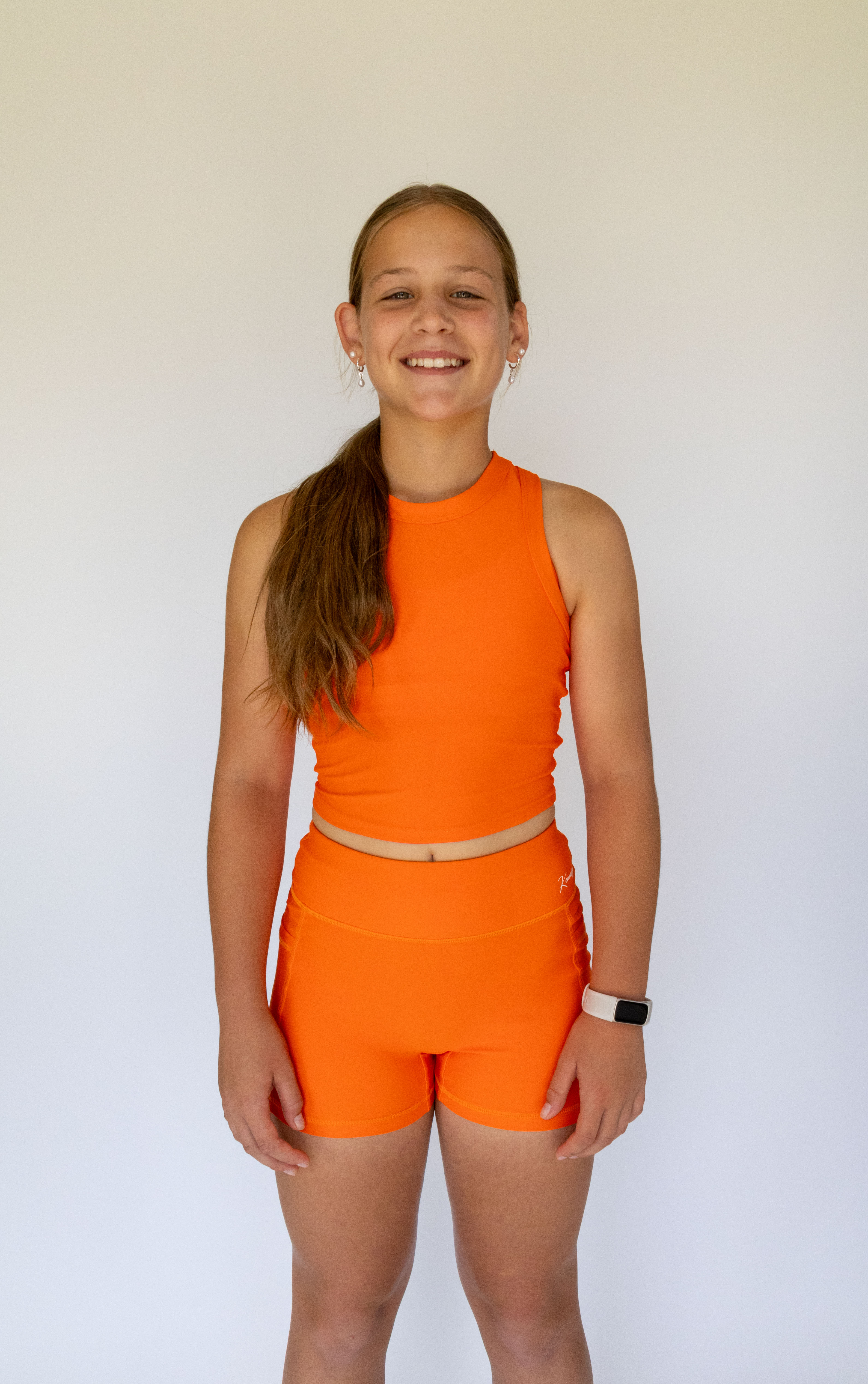 Active Bike Shorts Pockets Youth Orange Crush